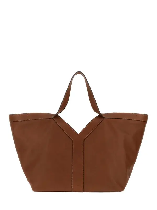 Saint Laurent Mini Leather Shopping Handbag 32 Cm - Brown