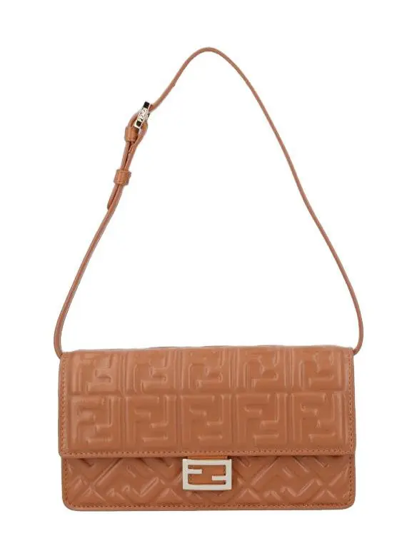 Fendi Tube Mini Leather Shoulder Bag With Chain Strap - Buff