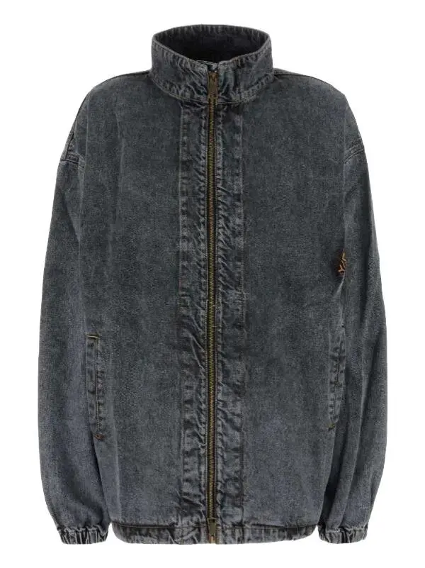 Y/project Funnel-neck Denim Jacket - Black