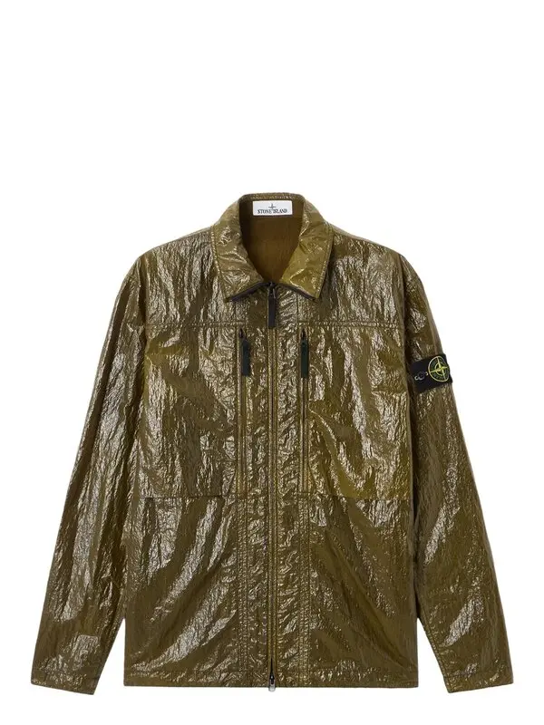 Stone Island Comfort-fit Zip-up Overshirt With Chest Pockets - Cactus