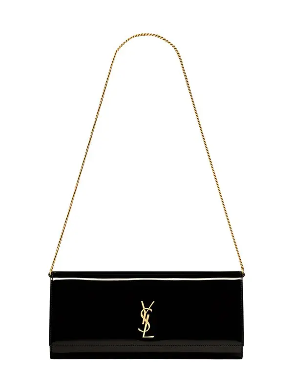 Saint Laurent Kate Clutch In Patent Leather - Black