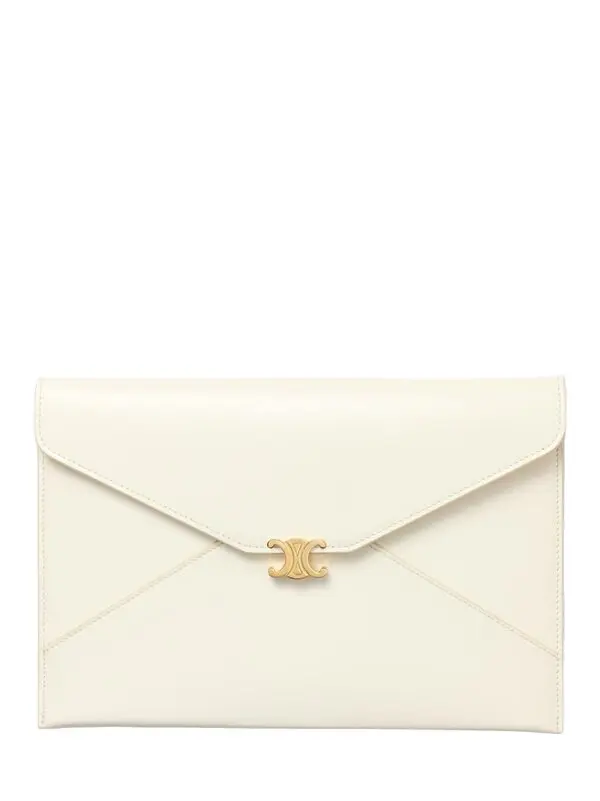 Celine Envelope In Shiny Calfskin - Milky White