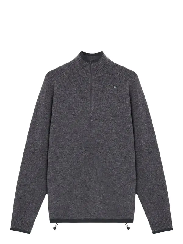 Stone Island Loose-fit Half-zip Jumper With Drawcord Hem - Grey
