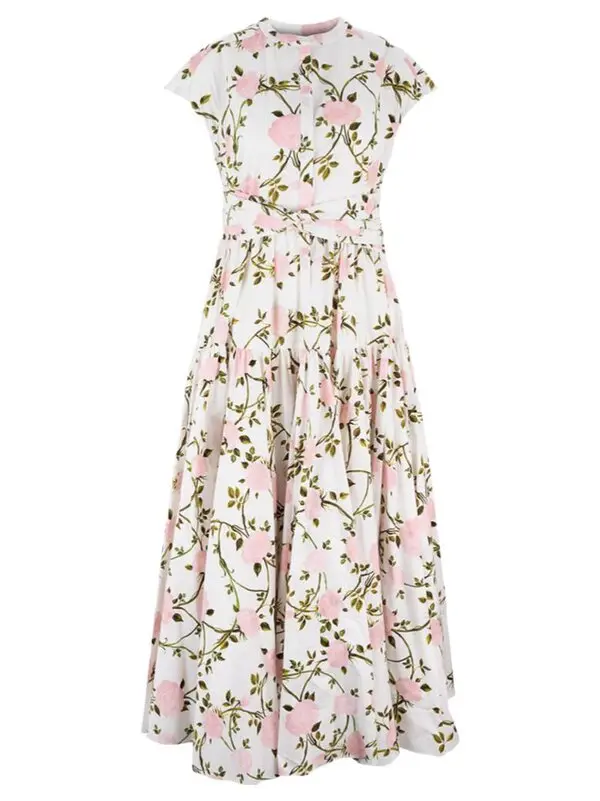 Giambattista Valli Rose-print Poplin Long Shirt Dress - Multicolour