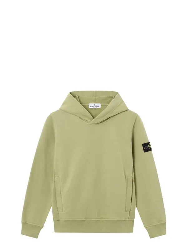 Stone Island Regular-fit Hooded Sweatshirt With Pouch Pocket - Sage