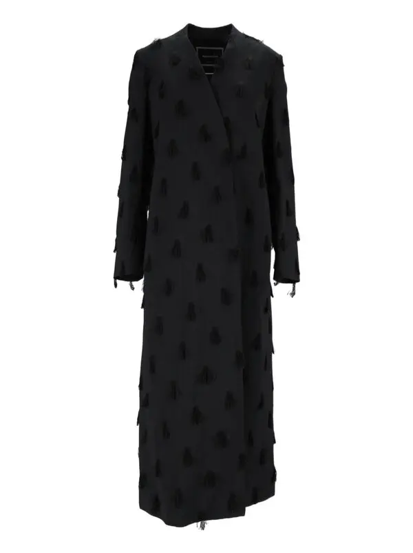 Fabiana Filippi Fringed Detailed Long Coat - Black