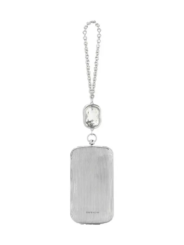 Givenchy Evening Clutch In Metal With Crystal Jewel - Silver