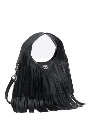 Bimba Y Lola Small Leather Fringed Crossbody Bag - Black