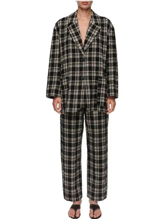 Bimba Y Lola Checked Barrel-leg Trousers - Black