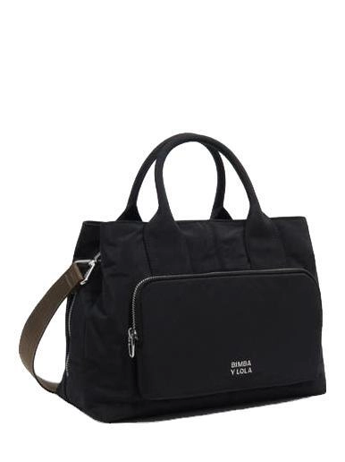 Bimba Y Lola Large Nylon Pocket Handbag - Black