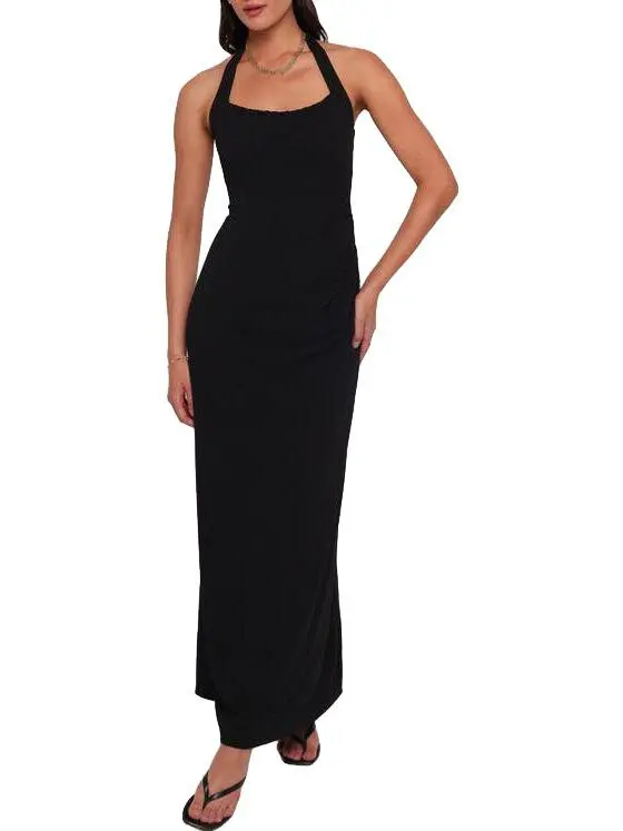 PETAL & PUP Femina Halterneck Maxi Dress - Black