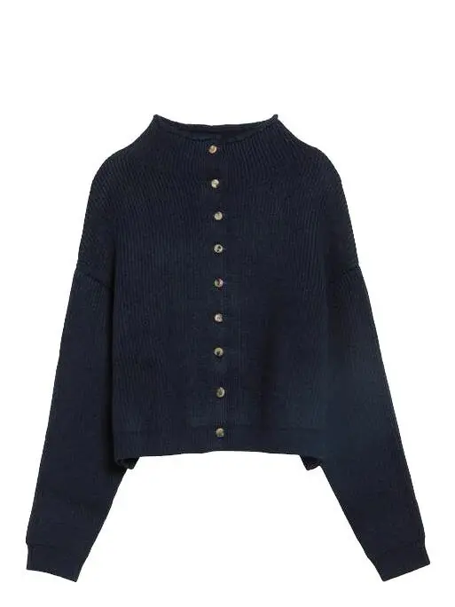 Khaite Marjorie Cashmere Ribbed Cardigan - Deep Navy