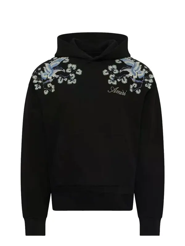 Amiri Floral-embroidered Hoodie - Black