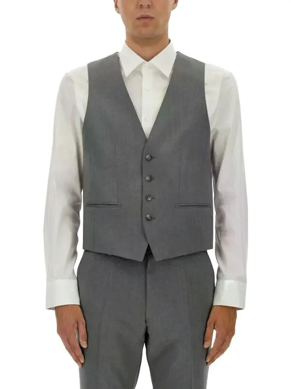 BOSS Slim-fit Wool Waistcoat - Grey