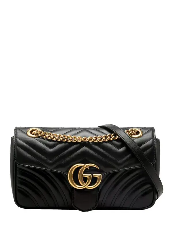 Gucci 2016-2026 Medium Gg Marmont Matelasse Calfskin Shoulder Bag - Black