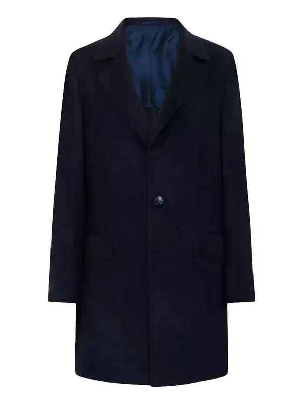 Kiton Single-breasted Cashmere Coat - Blue