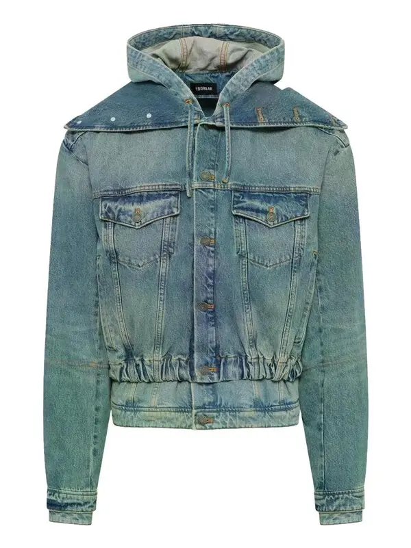 EGONLAB Hooded Denim Jacket - Blue