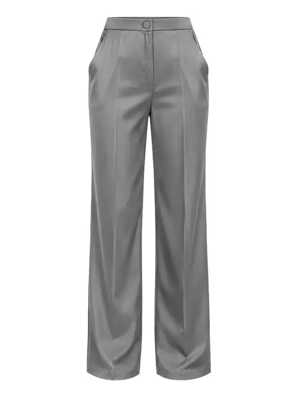 Marella Satin-finish Wide-leg Trousers - Grey