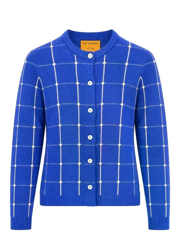 Guest In Residence Grid-pattern Cardigan - Blue