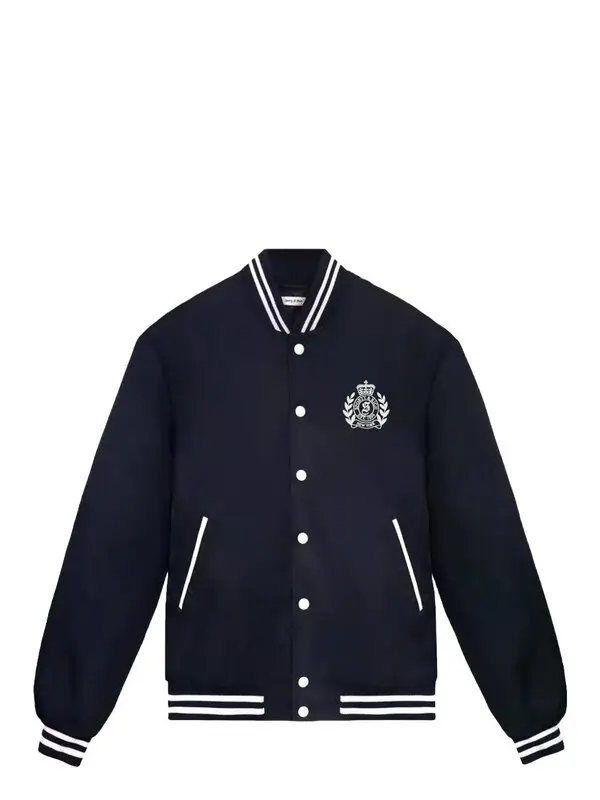 Sporty & Rich Health & Wellness Crest Varsity Jacket - Blue
