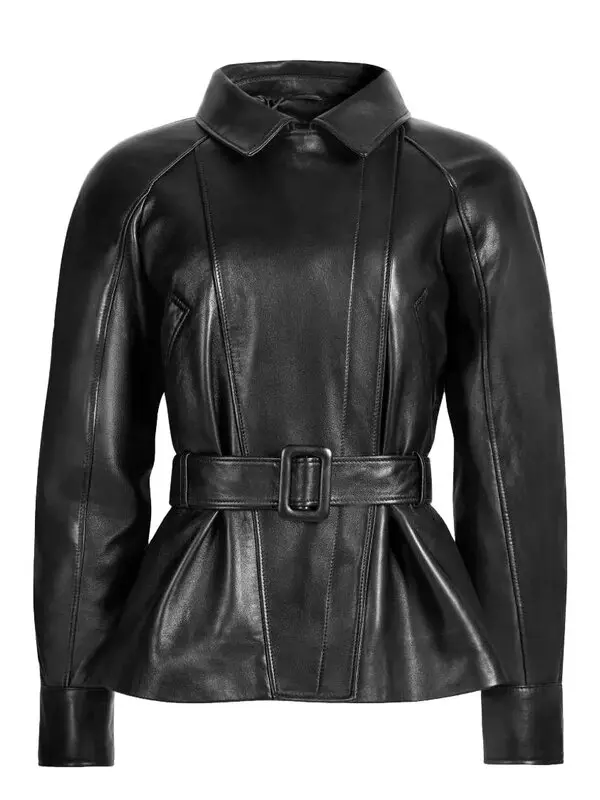 DUCIE Star Leather Jacket - Black