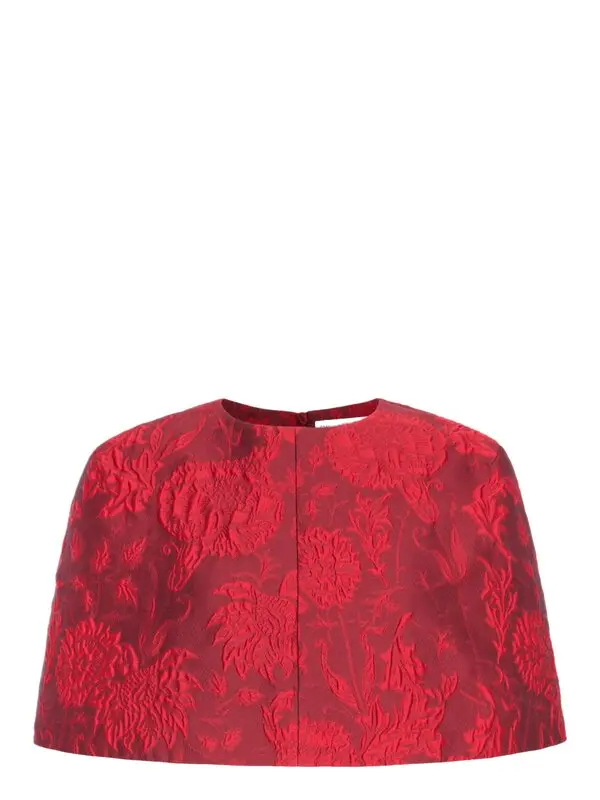 EMILIA WICKSTEAD Virginie Cape In Floral Cloque - Red