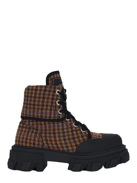 GANNI Cleated Canvas Wool Boot - Multi