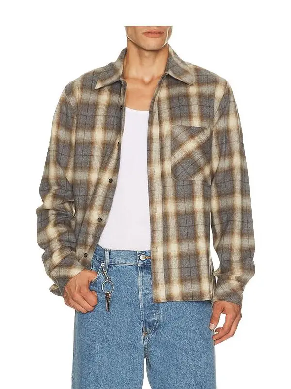 Citizens Of Humanity Cairo Long Sleeve Shirt In Brown - Cascade Plaid