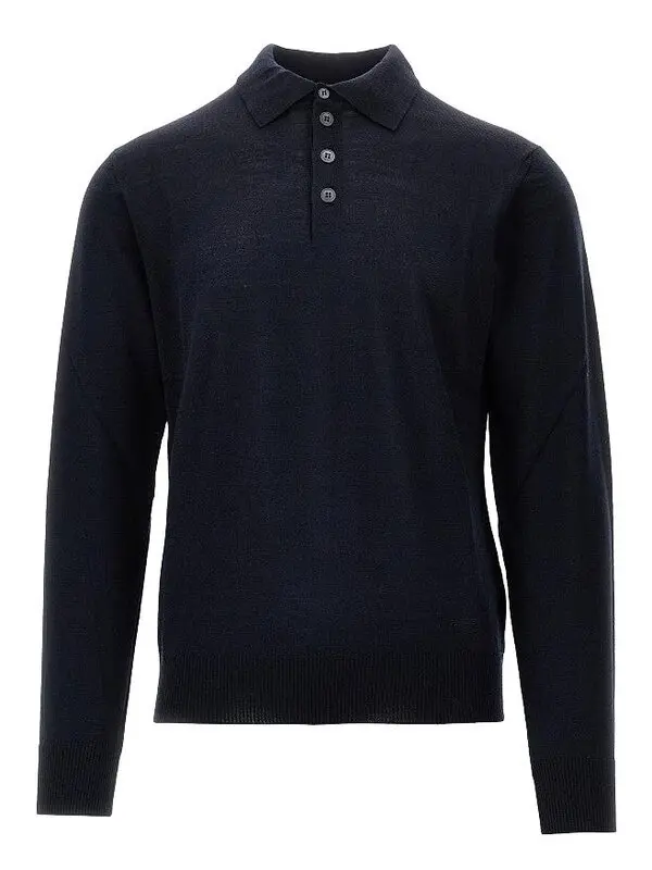 Emporio Armani Fine Knit Polo Weater - Black