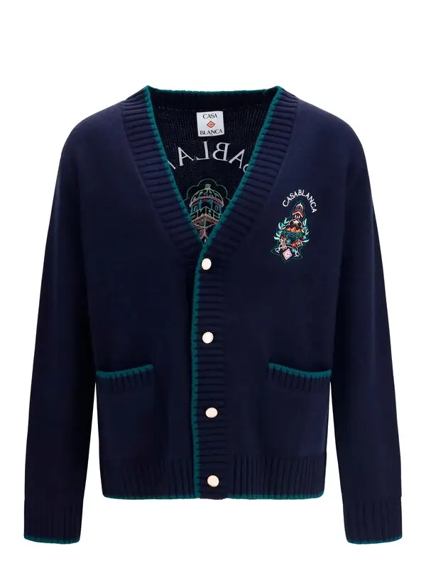 Casablanca Hotel Crest Cardigan - Blue