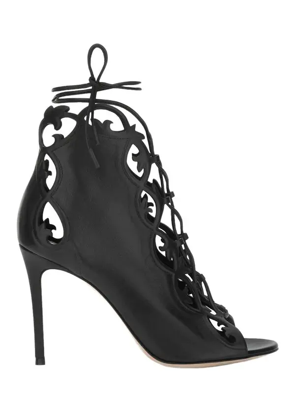 GIANVITO ROSSI Laser-cut Lace-up Ankle Boots - Black