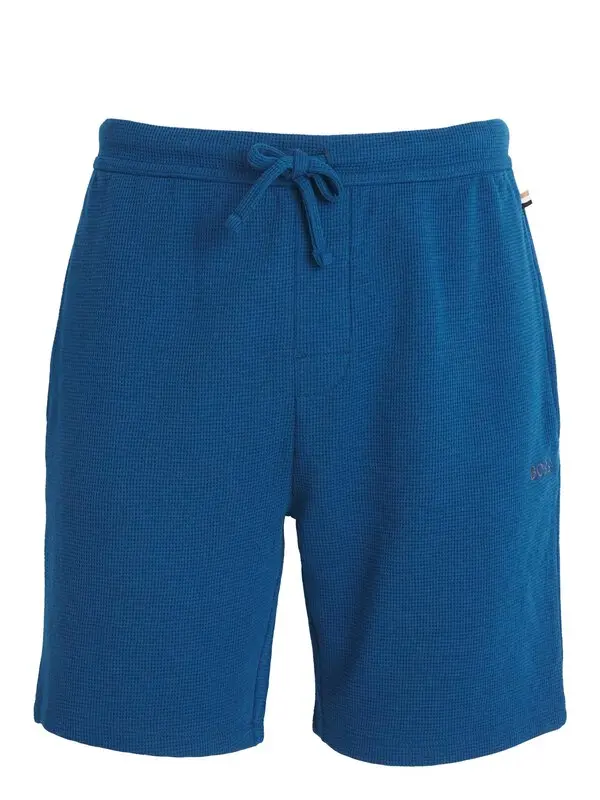BOSS Waffle-knit Logo Shorts - Blue