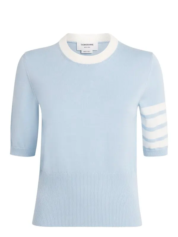 Thom Browne Cotton Hector Intarsia T-shirt - Blue