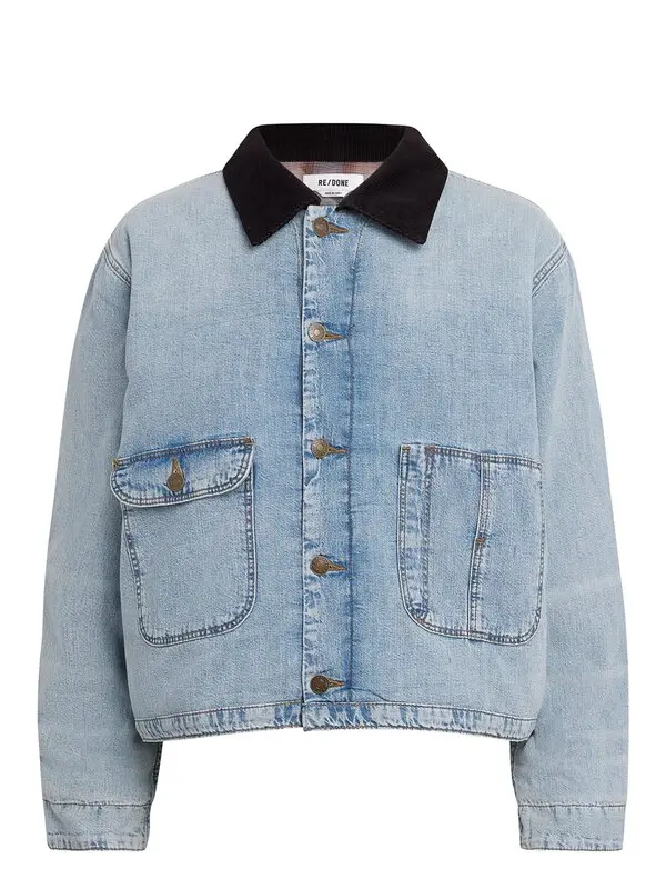RE-DONE Corduroy-collar Canyon Denim Jacket - Blue