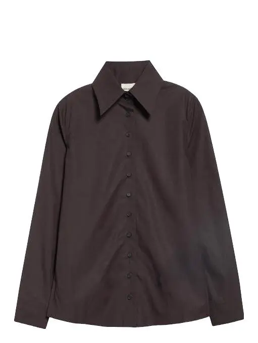 Khaite Ivy Pointed Collar Cotton Shirt - Bark