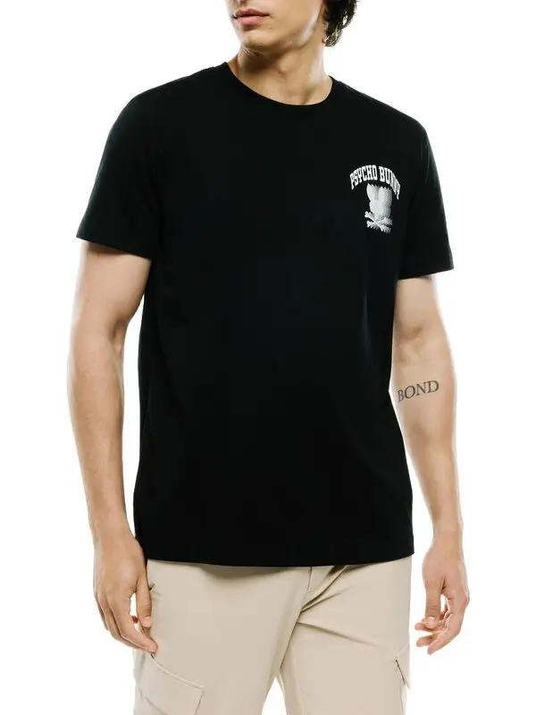 Psycho Bunny Nathaniel Back Graphic Pima Cotton Graphic T-shirt - Black