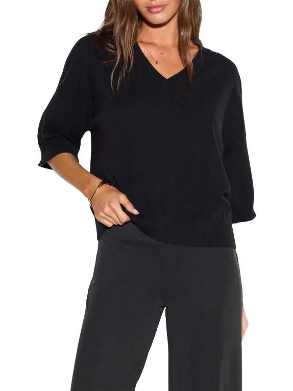 Spiritual Gangster Cosmic Veil Bailey V Neck Sweater - Black