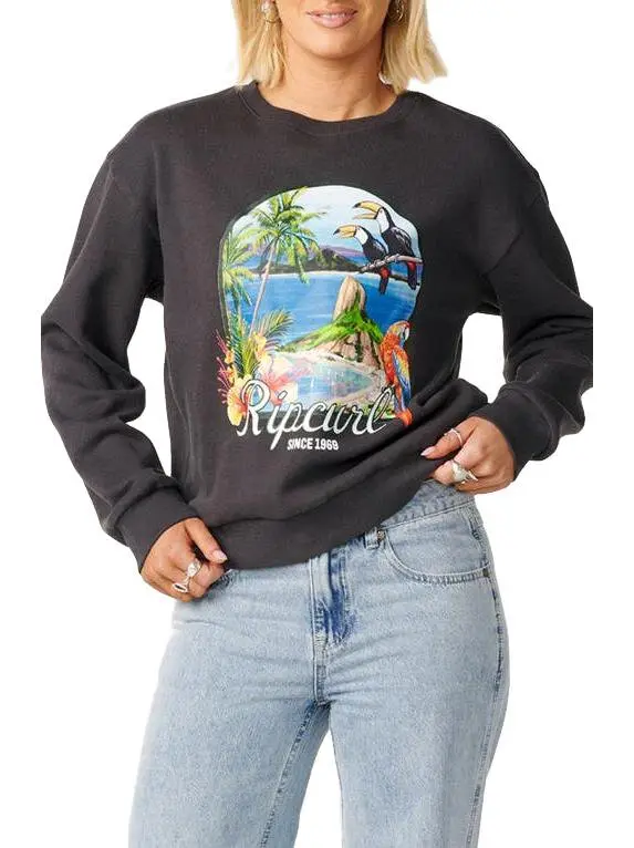 Rip Curl Rio Graphic Sweatshirt - Washed Black