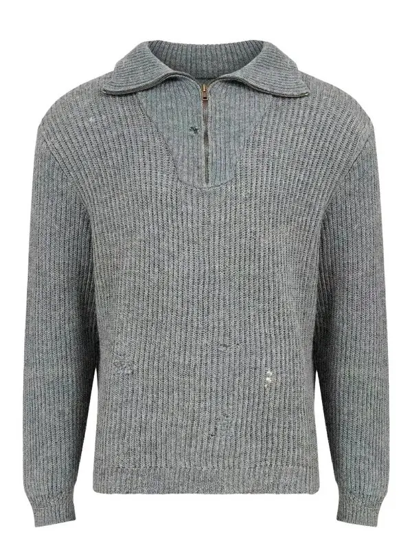 MAISON MARGIELA Distressed Ribbed-knit Sweater - Grey