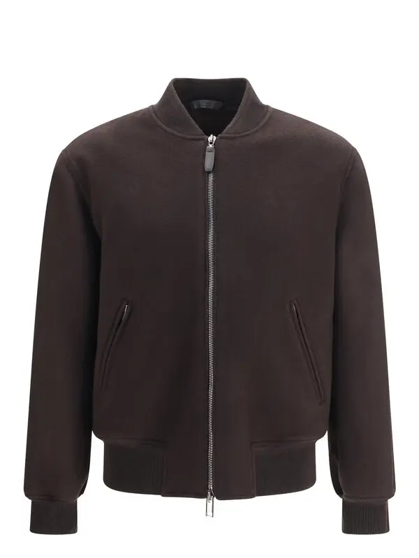 Brioni Wool And Cashmere Zip-up Bomber Jacket - Brown