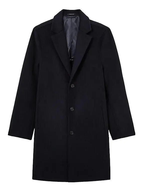 REISS Knight Single-breasted Wool-blend Coat - Navy