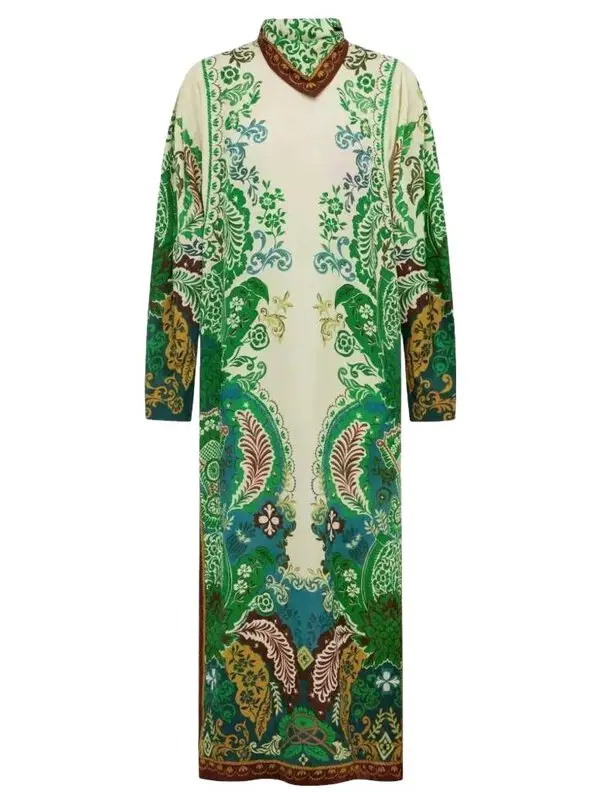 ALEMAIS Florence Botanical-print Jacquard Midi Dress - Neutrals
