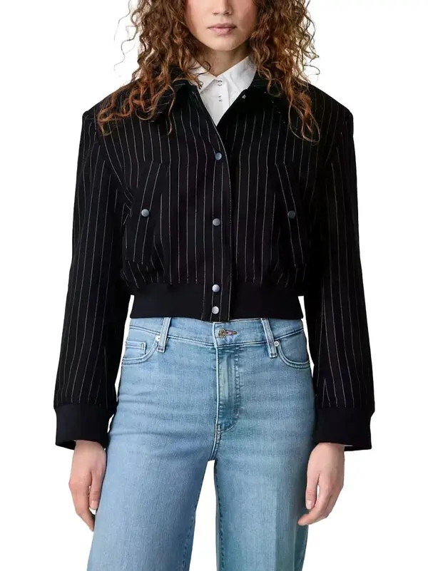 WRSTBHVR Nadeen Pinstripe Cropped Jacket - Blue