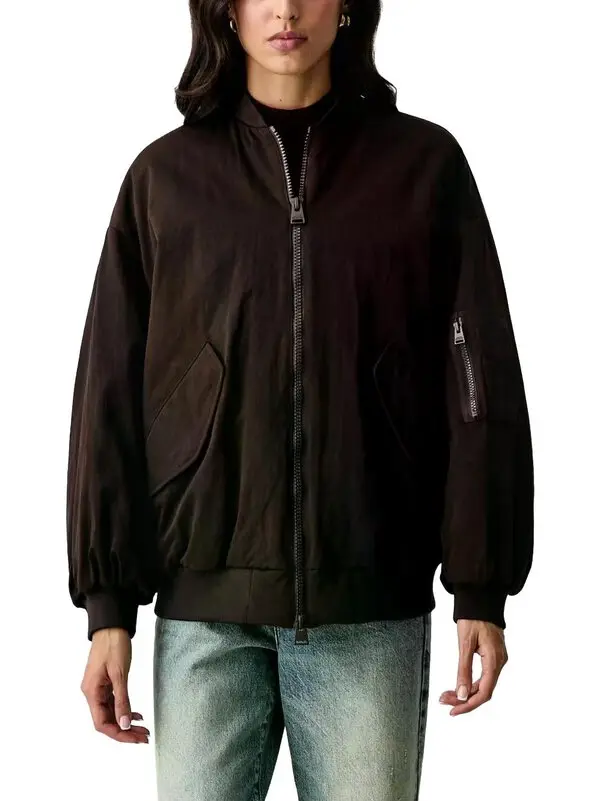 Armani Exchange Blouson Logo-embroidered Bomber Jacket - Brown
