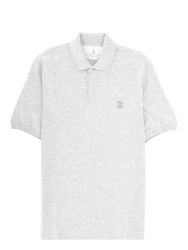 Brunello Cucinelli Logo Polo Shirt In 100% Cotton - Grey