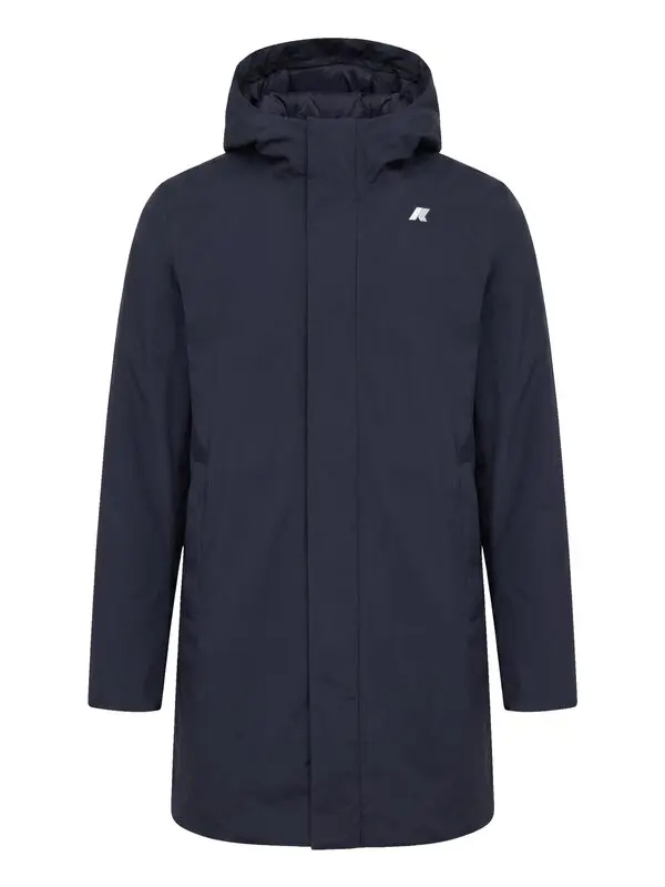 K-WAY Hooded Insulated Long Parka - Blue Depth