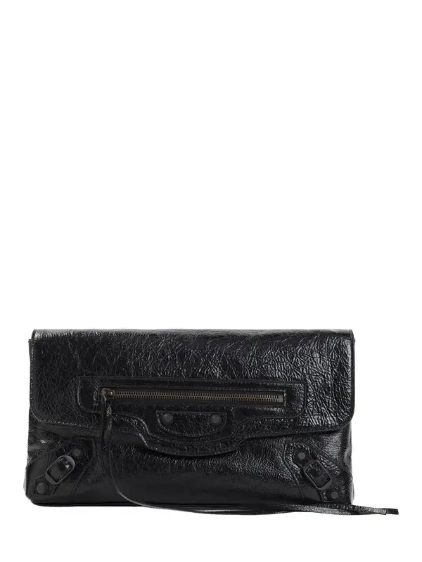 Balenciaga Le City Mini Leather Clutch With Shoulder Strap - Black