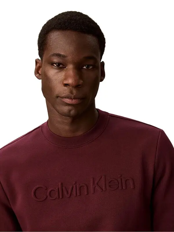 Calvin Klein Fleece Embossed Crewneck Sweater - Winetasting