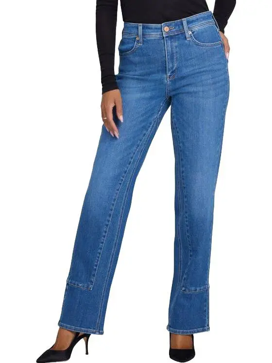 NYDJ Petite Brooke Loose Straight Leg High Waist Jeans - Agave
