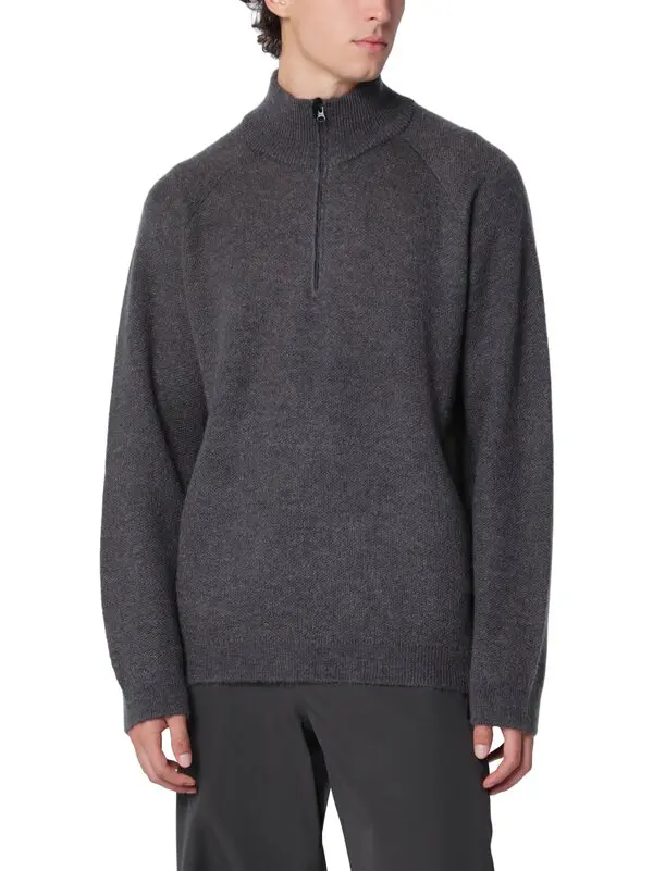 HIKING PATROL Slate Half-zip Sweater In Wool Blend - Brown